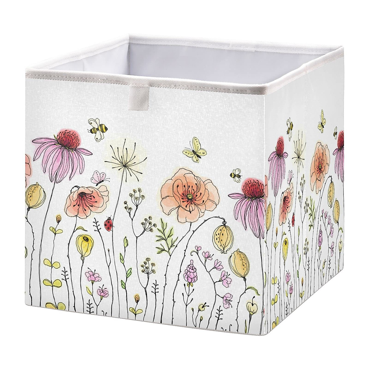 Kigai Storage Basket Elegant Flowers (2) Foldable Storage Bin 11 X 11 X 11 Inches Cube Storage Baskets Box for Shelves Closet Laundry Nursery Bedroom Home Decor