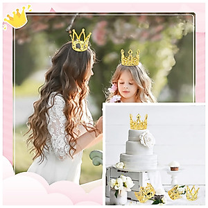 Crown Cake Topper Mini Crown Gold Crowns for Flower Bouquets Glittering Metal Queen Crowns for Women Girl Lady Bridal Wedding Vintage Cake Decoration for Baby Shower Birthday Party 9 Style