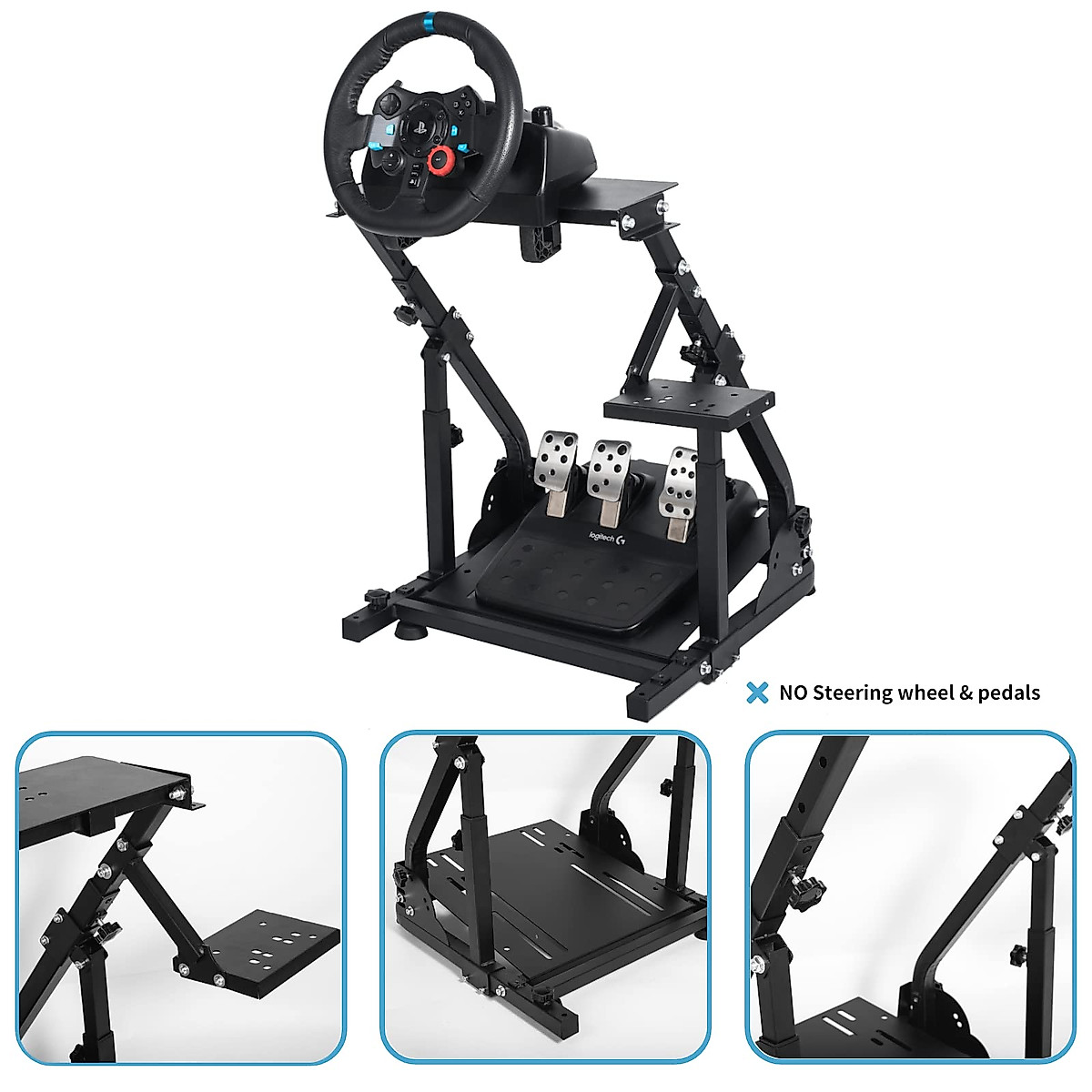 Anman G25 Racing Simulator Cockpit Stand Fit for Logitech PRO G27 G29 G920,Fanatec,Thrustmaster T500RS T300RS Adjustable Foldable Height Gaming Steering Wheel Shifter Mount NO Steering wheel and pedal