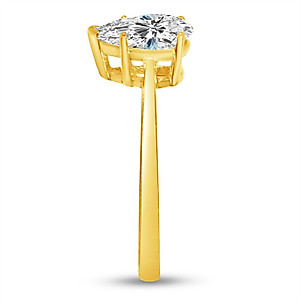 Size - 7 - Solid 14k Yellow Gold Pear Cut One Single Stone Solitaire Wedding Engagement Ring CZ Cubic Zirconia 1.50ct.