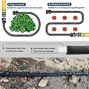 4 Pack Flat Soaker Hose 25FT for Garden Beds, Cloth Soaker Hose for Efficient & Effective Watering of Plants – Garden Soaker Hoses with Heavy Duty & Easy to Install (25ftx4)
