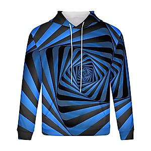 Muscularfit graphic sweatshirts Long Sleeve T-Shirt Sweatshirts for Men Drawstring 3D Dizziness Print Graphic Pullover Casual Lightweight Hoodies mens fall clothing Blue L