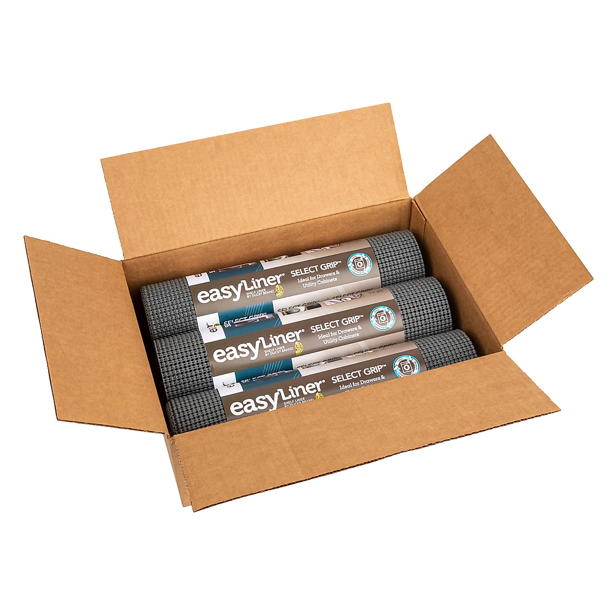Duck EasyLiner Brand Select Grip Shelf Liner, Dark Gray, 12 in. x 10 ft, 6 Rolls, 10'