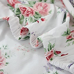 Brandream Pink Floral Crib Bedding Sets for Girls Farmhouse Chic Nursery Bedding Collection, 100% Cotton 3 Pieces