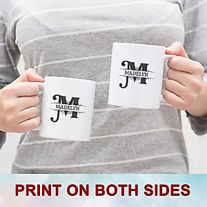 Initial Coffee Mug with Name Personalized for Women for Men Monogrammed gifts Letter Coffee Mug Custom Name Taza Personalizada Letters Initialed Monogram White