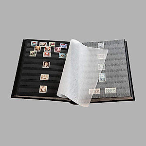 Prophila Stamp Album (New) 60 Black Sides, Padded Brown Cover