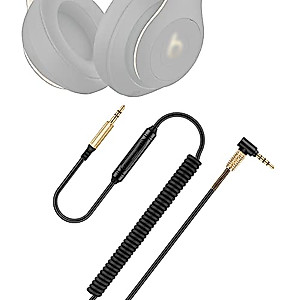 Studio3 Coiled Audio Cable Replacement for Beats Studio3 / Solo3 Wireless Headsets, 3.5mm in-line Mic/Volume Control Headphone Cord Works on PS5 Xbox One, 8ft