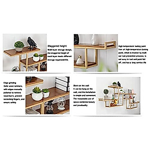 TAUODUYY Wall Shelf, Wall Mounted Bookshelf, Living Room Sofa Back Wall Display Shelf, Creative Red Wine Cabinet, Solid Wood Partition + Iron Decoration (Color : A)