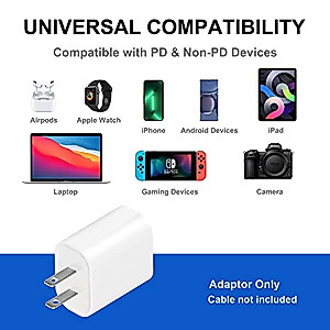 for iPhone Fast Charger,20W USB C Power Delivery Wall Charger Block, Compatible for iPhone14 13 12 11 Pro Max Mini Xs Xr X 8 iPad Galaxy, Pixel 4/3 and More