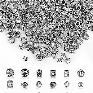 250Pcs Large Hole Beads for Jewelry Making, MONKLE 200pcs European Beads Bulk Glass Beads Rhinestones Lampwork Beads with 50+pcs Silver Spacer Beads for DIY Craft Bracelet Necklace Earring Making