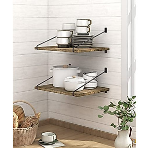 Maxpeuvon Deep Floating Shelves, 12" Deep Wood Wall Mounted Shelf Rustic Large Storage Rack for Home Decor Disply, Cat Hanging Organizer for Bedroom Bathroom Kitchen Living Room Laundry, Set of 2