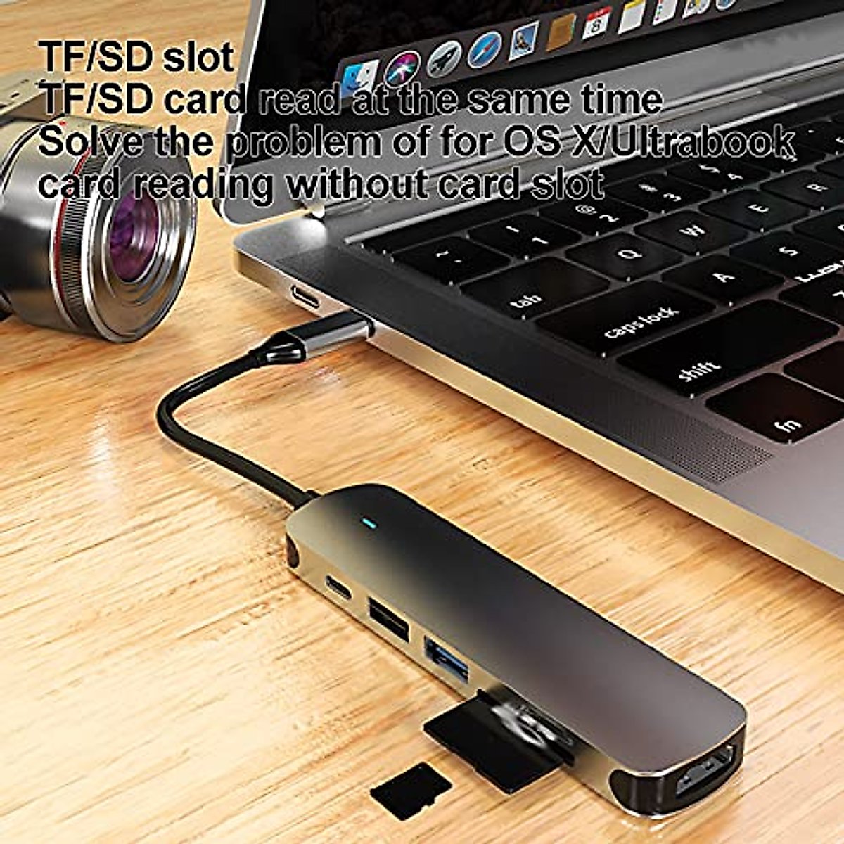 USB Adapter, USB C Hub 6 in 1 Type-C Adapter 4K x2K 3840 x 2160 Resolution USB 3.0 5Gbps USB 2.0 480Mbps Docking Station Adapter for Lenovo