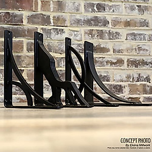 Ekena Millwork BKTM02X10X12TMI-CASE-4 Miller, 2"W x 10"D x 12"H, Powder Coated Black, 4 Piece