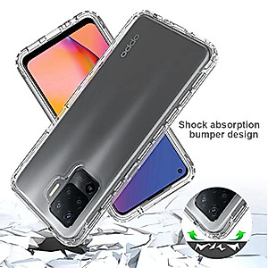 Gufuwo Case for Oppo A94 4G/Reno 5 Lite/F19 Pro/Reno 5F Case with Tempered Glass Screen Protector, Clear 360 Full Body Protection Hard Shell+Soft TPU Shockproof Cover Cases for Oppo A94 4G (Clear)
