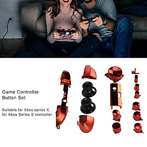 Game Handle Accessories, Compatible Beautiful Appearance Unique Durable Full Game Controller Plating Button Set for Series X(Electroplating red)