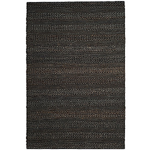 SAFAVIEH Natural Fiber Collection Area Rug - 6' x 9', Charcoal, Handmade Braided Woven Jute, Ideal for High Traffic Areas in Living Room, Bedroom (NF212C)