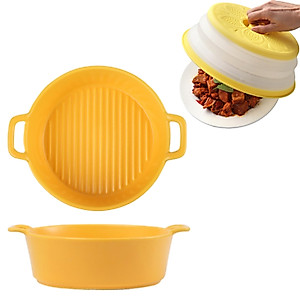 GOVNPJ Microwave Grill Pan, Micro Cookware Grill & Crisper Pan with Lid Cookware for Grilling, Reheating, and Cooking a Variety of Dishes