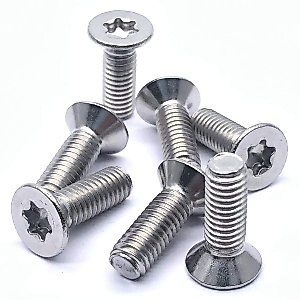 M6-1.0×18mm 304 Stainless Steel Countersunk Head Torx Screws 20pcs, Full Thread Screws, Standard Torx Drive Head. (Size: M6x18mm)