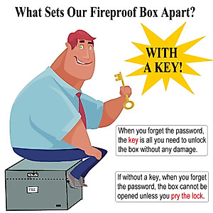 Fireproof Document Box with Lock, 2 Layers Fireproof File Box, Portable Important Document Organizer, Collapsible Waterproof File Box Organizer with Handles (Black)