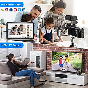 4K Video Camera Camcorder UHD 48MP WiFi IR Night Vision Vlogging Camera for YouTube Touch Screen 16X Digital Zoom Camera Recorder with Microphone, Handheld Stabilizer, Lens Hood, Remote,2 Batteries