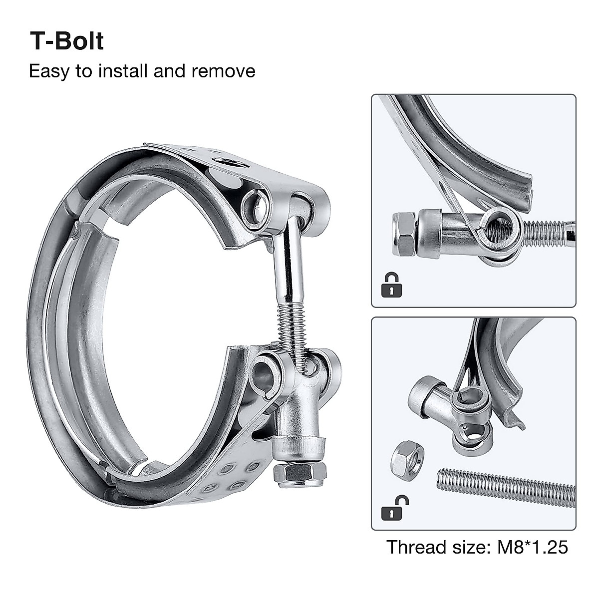 EVIL ENERGY 3.0" V Band Clamp for Flange Kit Stainless Steel, Bundle with 4 Holes Adjustable Exhaust Hanger Universal 2PCS