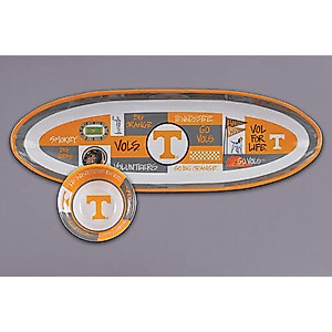 Magnolia Lane University Tennesse The Volunteers Football Heavyweight Melamine Chip and Dip, Set of 2, Kitchen Accessories
