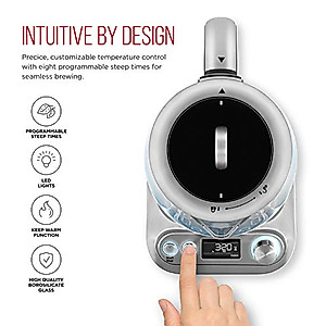 Chefman Digital Electric Glass Kettle, No.1 Kettle Manufacturer, Removable Tea Infuser Included, 8 Presets & Programmable Temperature Control, Auto Shutoff, Water Filter, 6+ Cup Capacity, 1.5 Liter