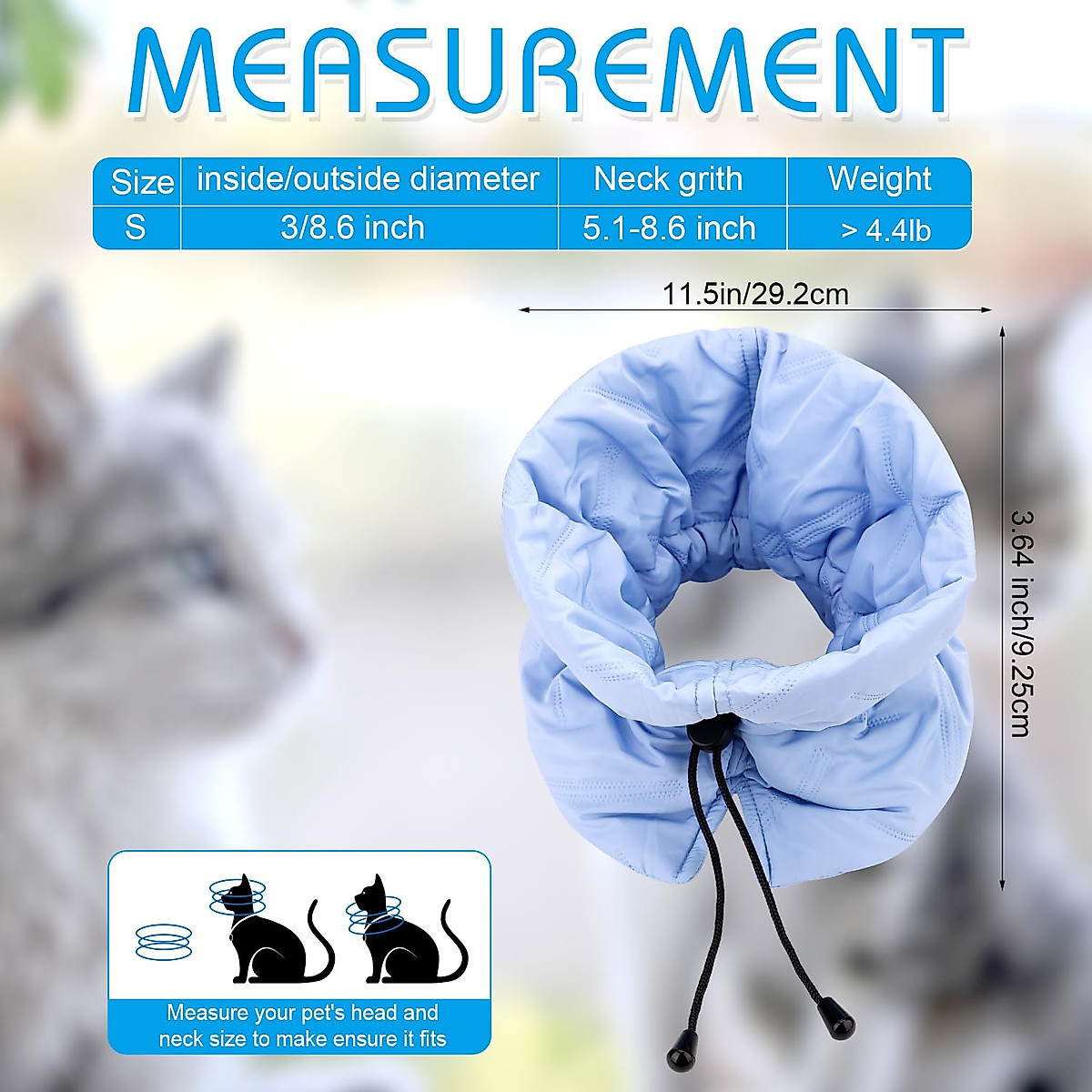 Cat Cone Collar, Adjustable Cat Recovery Collar Lightweight Waterproof Protective Cat Collar Soft Pet Recovery Collar Prevent Dogs Cats from Licking Wounds (S)