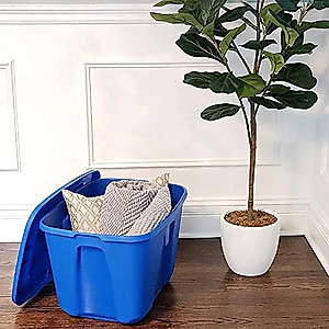 HOMZ 18 Gallon Medium Standard Stackable Plastic Storage Container Bin with Secure Snap Lid for Home Organization, Blue, 4 Pack