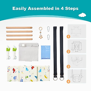 Troispot Ceiling Swing Chair for Baby, 110lbs Secure Hanging Sensory Swing Hammock Chair Seat for Baby, Infant, Toddler, Child, Kids Toys, Indoor Outdoor Tree Swing with Safety Belt, A2