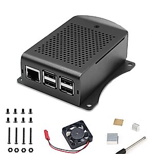 MakerFocus Raspberry Pi Case with Fan, Raspberry Pi 3B+ Aluminum Alloy Case with Heatsink and Screw Driver for RPi 3B+, RPi 3/2, RPi B