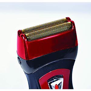 Red Dual Foil Cordless Shaver For Men - Double Head Electric Rechargeable Travel 2 Dimensional Floating Blade System with Double Foils And Pop Up Beard Trimmer