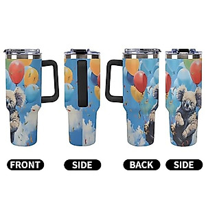Koalas Balloons in Sky 40 Oz Stainless Steel Cup Travel Tumbler with Handle and Straw Lightweight Coffee Mug for Home Office