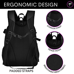 ERANT Athletic Lacrosse Bag - Extra Large Sports Lacrosse Backpack - Lacrosse Sticks Holders - Separate Cleat & Gear Compartment - Boys & Girls - Ideal for Lacrosse, Field Hockey, Gym - Black