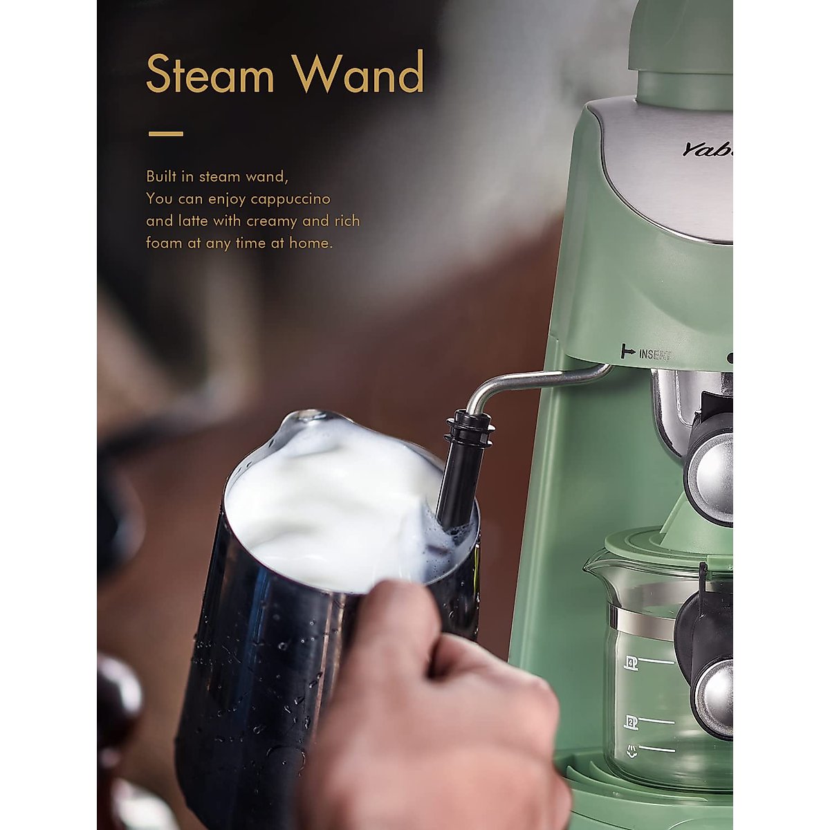 Yabano Espresso Machine, 3.5Bar Espresso Coffee Maker, Espresso and Cappuccino Machine with Milk Frother, Espresso Maker with Steamer