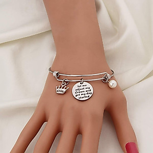 WUSUANED Princess Queen Bracelet Inspirational Bracelet Gift Let Me Adjust My Crown And Get My Day Started Inspirational Gift (let me adjust my crown)