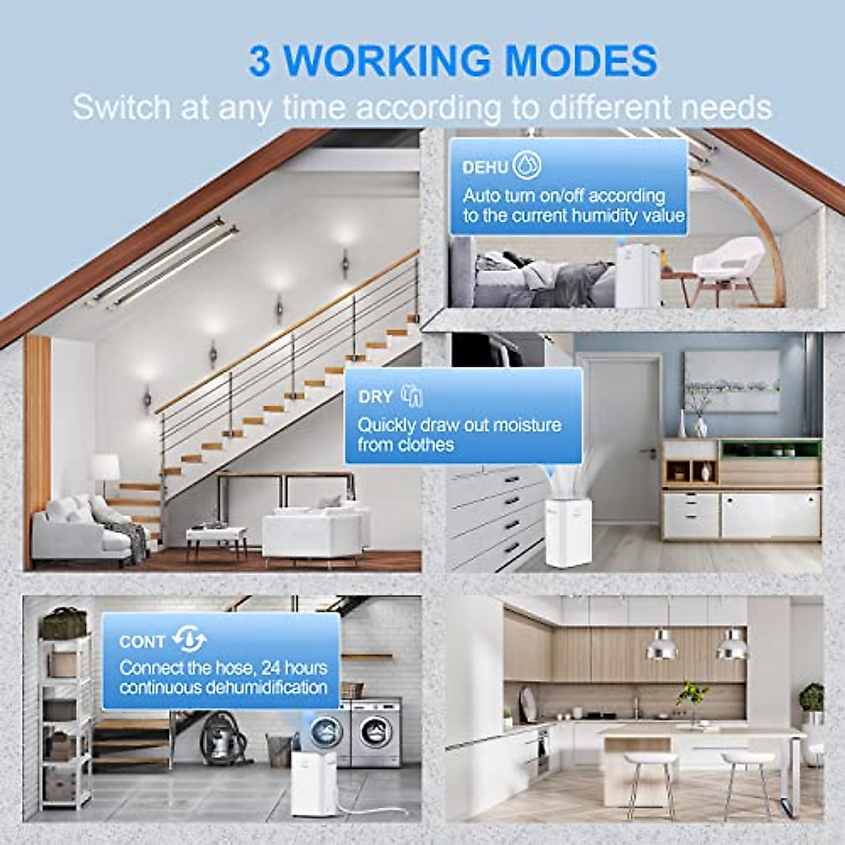 Dehumidifier 3500 Sq. Ft 50 Pint BRITSOU Dehumidifiers for Home Basements Bedroom | Quiet Dehumidifier for Medium to Large Room with Drain Hose | Dry Clothes Mode | Intelligent Humidity Control with Auto Shut Off