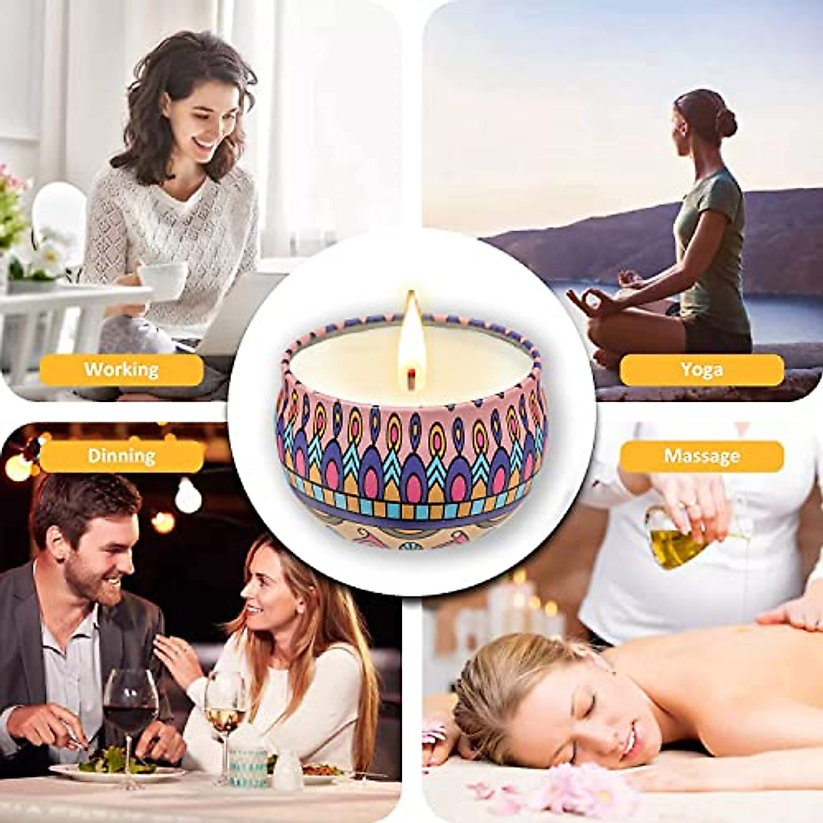 Scented Candles,Candles Gifts for Women,6 Candle Set,Christmas Candles,Soy Scented Candles for Home,Travel,Birthday,Mothers Day Festive Gifts,Stress Relief,Romantic Decor Aromatherapy Candles