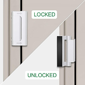Home Security Door Reinforcement Lock - Safety Child Proof Door Locks with 8 Screws for Inward Swinging Front Doors, Extra Add a Top Lock Inside Withstands 800 lbs Deadbolt Latch, Guard Bedroom Patio