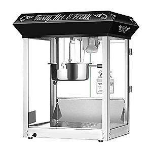 Hot and Fresh Countertop Popcorn Machine – 3 Gallon Popper – 8oz Kettle, Old Maids Drawer, Warming Tray, Scoop by Superior Popcorn Company (Black)