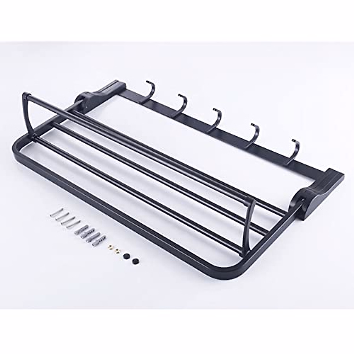UXZDX Towel Rack Shelf with Hooks Movable Bar Stainless Steel Mount Bathroom Accessories (Color : D, Size : 580mm)