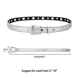 OVOY Womens Rhinestones Studded Belts Bling Big Diamond Cowgirl Cowboy Waist Belt for Jeans Dresses Fit for 27"-39"