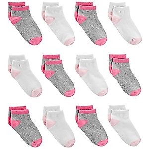 Simple Joys by Carter's Baby 12-Pack Socks, Pink/Grey/White, 4-5T