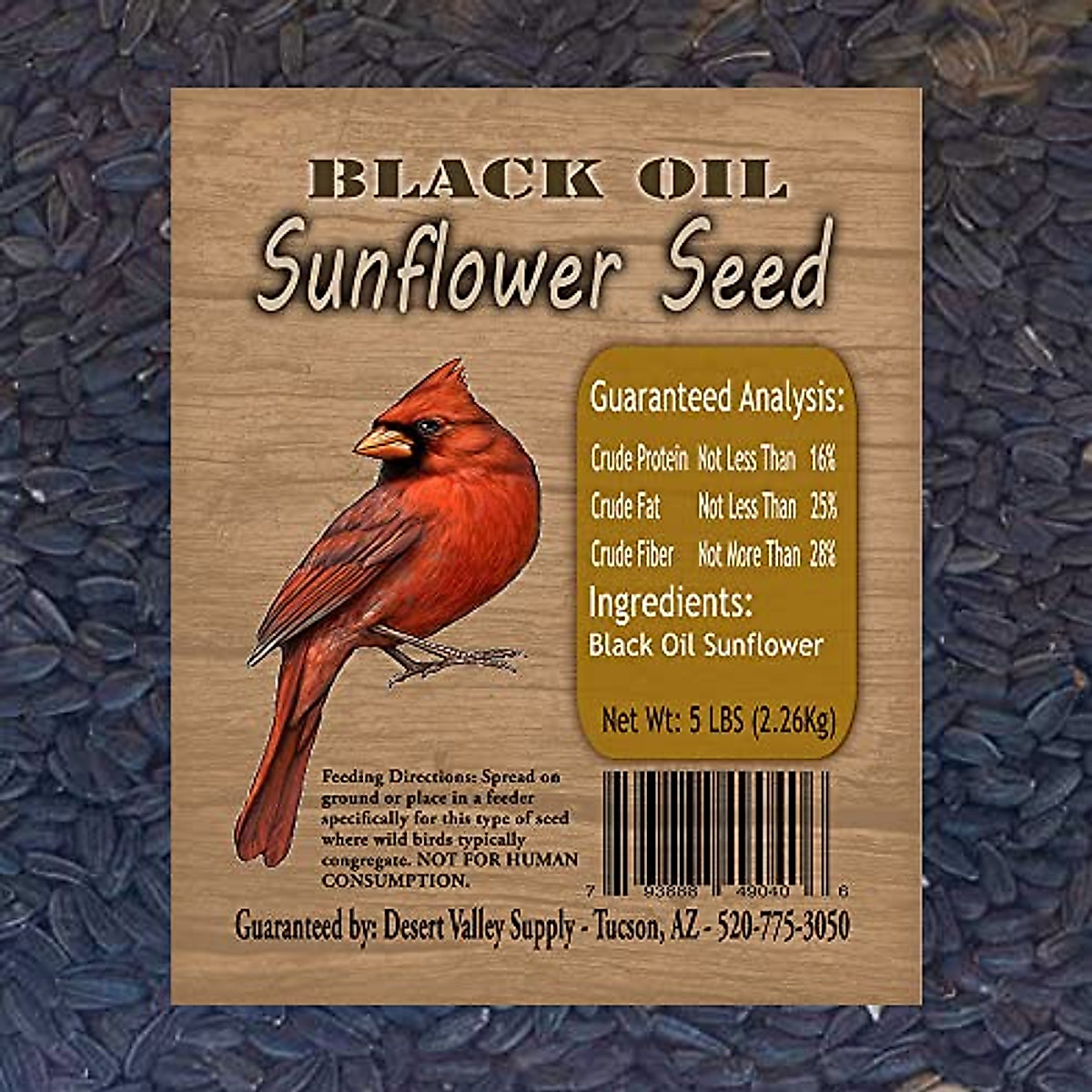 Desert Valley Premium Black Oil Sunflower Seeds - Wild Bird - Wildlife Food, Cardinals, Squirrels, Doves & More (5-Pounds)