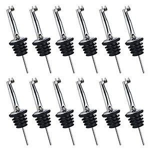 Unlorspy 12PCS Stainless Steel Bottle Pourers, Liquor Pour Spouts Set with Flip Top for About 3/4" Bottle Mouth