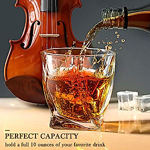 Comsmart Whiskey Glass Set of 4 with Luxury Box, 10 oz Crystal Old Fashioned Lowball Rocks Glasses, Gift for Men Drinking Scotch Bourbon Cocktail Liquor Vodka Malt Cognac