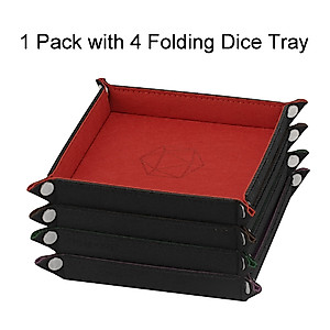 KISLANE Dice Tray 4 Pieces Folding Dice Tray, Felt Dice Tray Holder for DND, RPG, MTG and Other Board Games (Violet, Coffee, Green and Red)