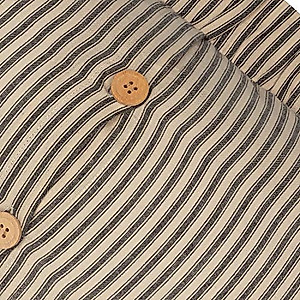 VHC Brands Sawyer Mill Ticking Striped Cotton Farmhouse Bedding 22x14 Filled Pillow, 1 Count (Pack of 1), Charcoal Dark Creme White