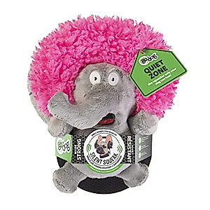 goDog Crazy Hairs Elephant Silent Squeak Plush Dog Toy, Chew Guard Technology - Gray, Large