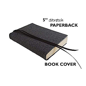 5 Inch Trade Paperback Book Cover Small Size for Adults, 5x7, DARK GREY HEATHER Stretch Fabric Book Cover for Paperback or Hardcover Book Sleeve Small Book Covers